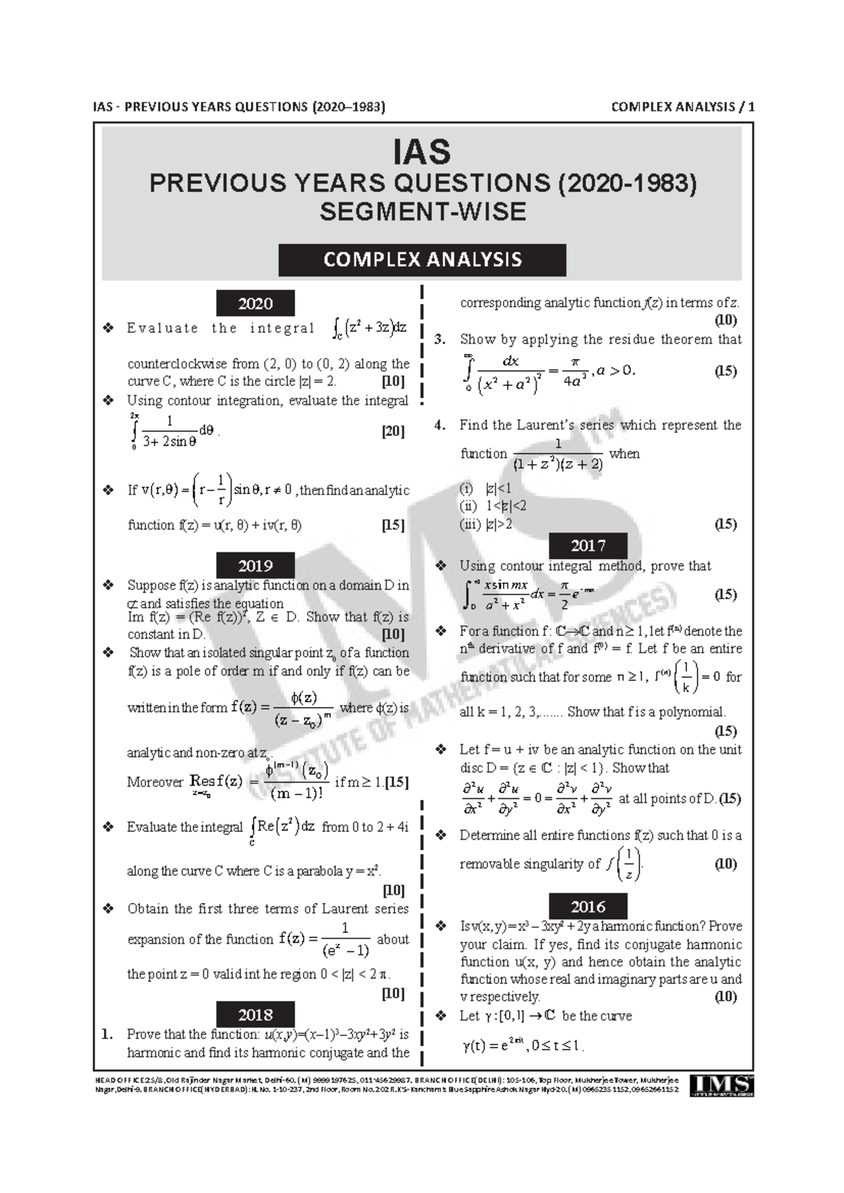 Complex-Analysis - Practical material of physics - IAS - PREVIOUS YEARS ...