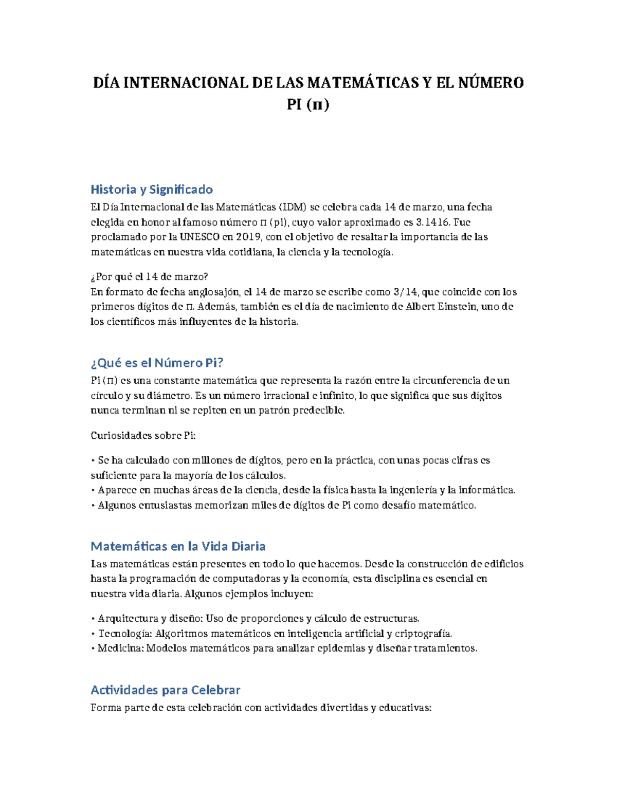 Brochure Dia Matematicas Pi - DÍA INTERNACIONAL DE LAS MATEMÁTICAS Y EL ...