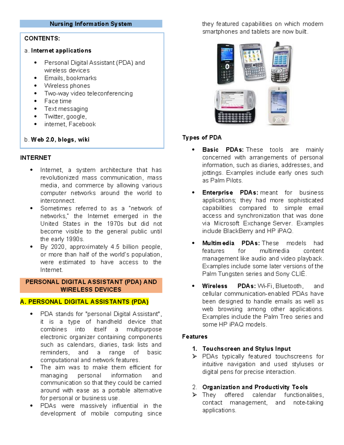 Nursing Information System: Exploring PDAs and Wireless Devices in ...