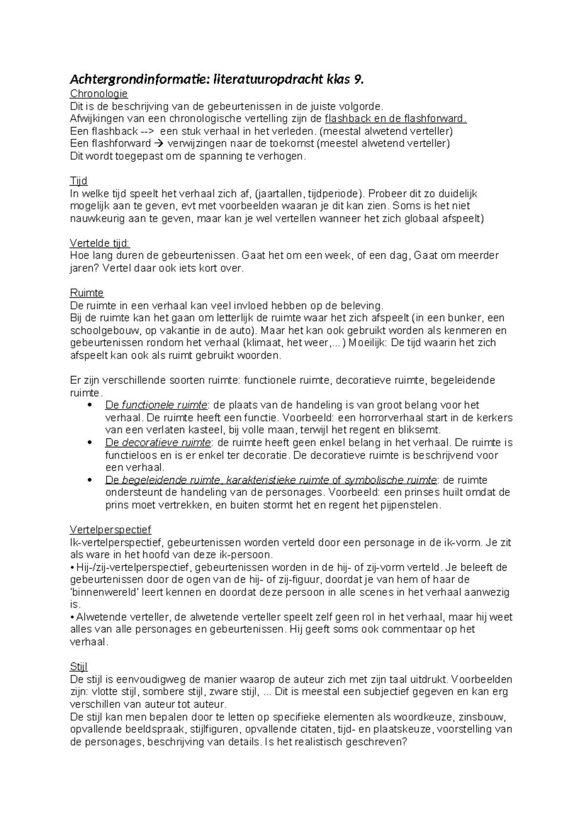 Boekanalyse Methode - Literatuuropdracht Klas 9 Insights - Studeersnel