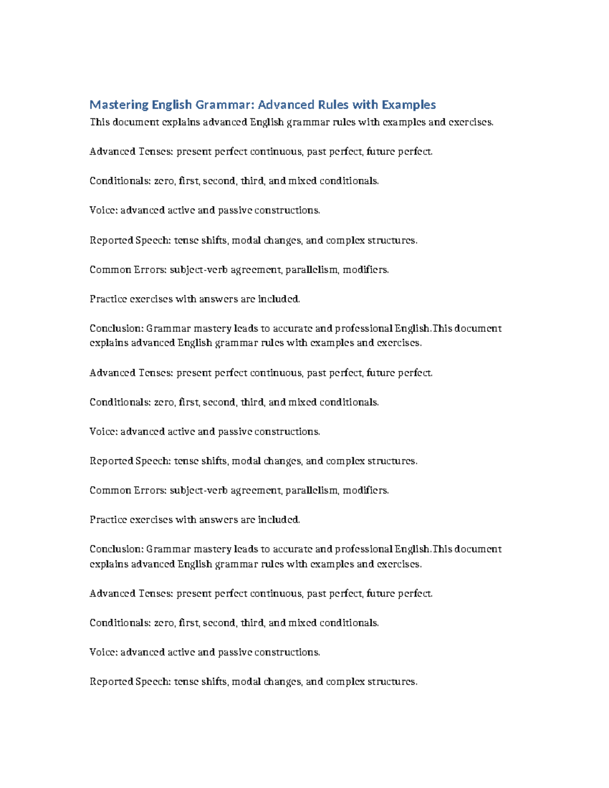 Advanced English Grammar: Mastering Complex Rules & Exercises - Studocu