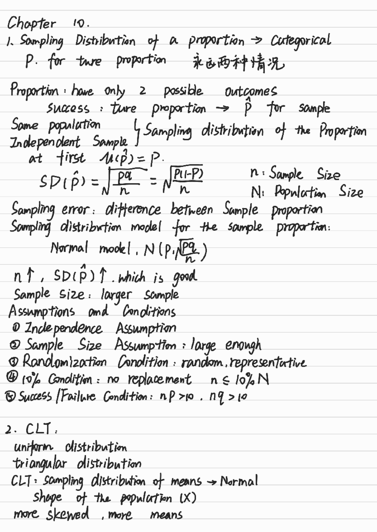 Chapter 10 & 12: Sampling Distributions & Hypothesis Testing Notes ...