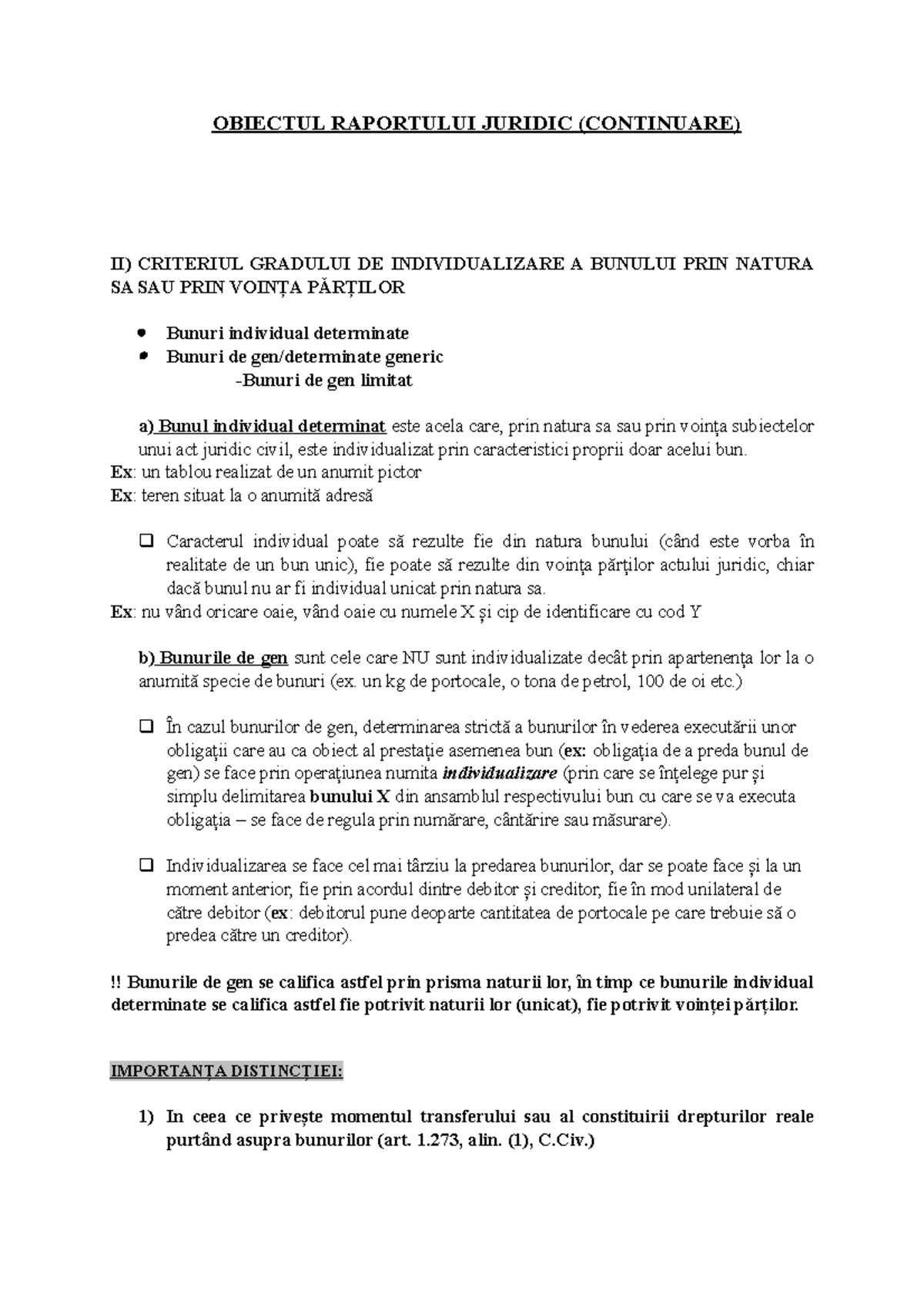 modalitati act juridic - OBIECTUL RAPORTULUI JURIDIC (CONTINUARE) II ...