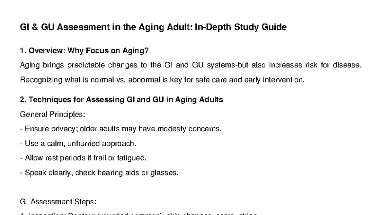 Aging Adult GI/GU Assessment Study Guide: Key Insights and Techniques ...