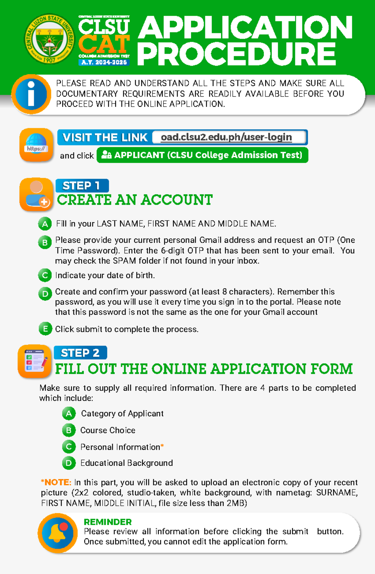 Procedure - applying - A Fill in your LAST NAME, FIRST NAME AND MIDDLE NAME. Please provide your ...