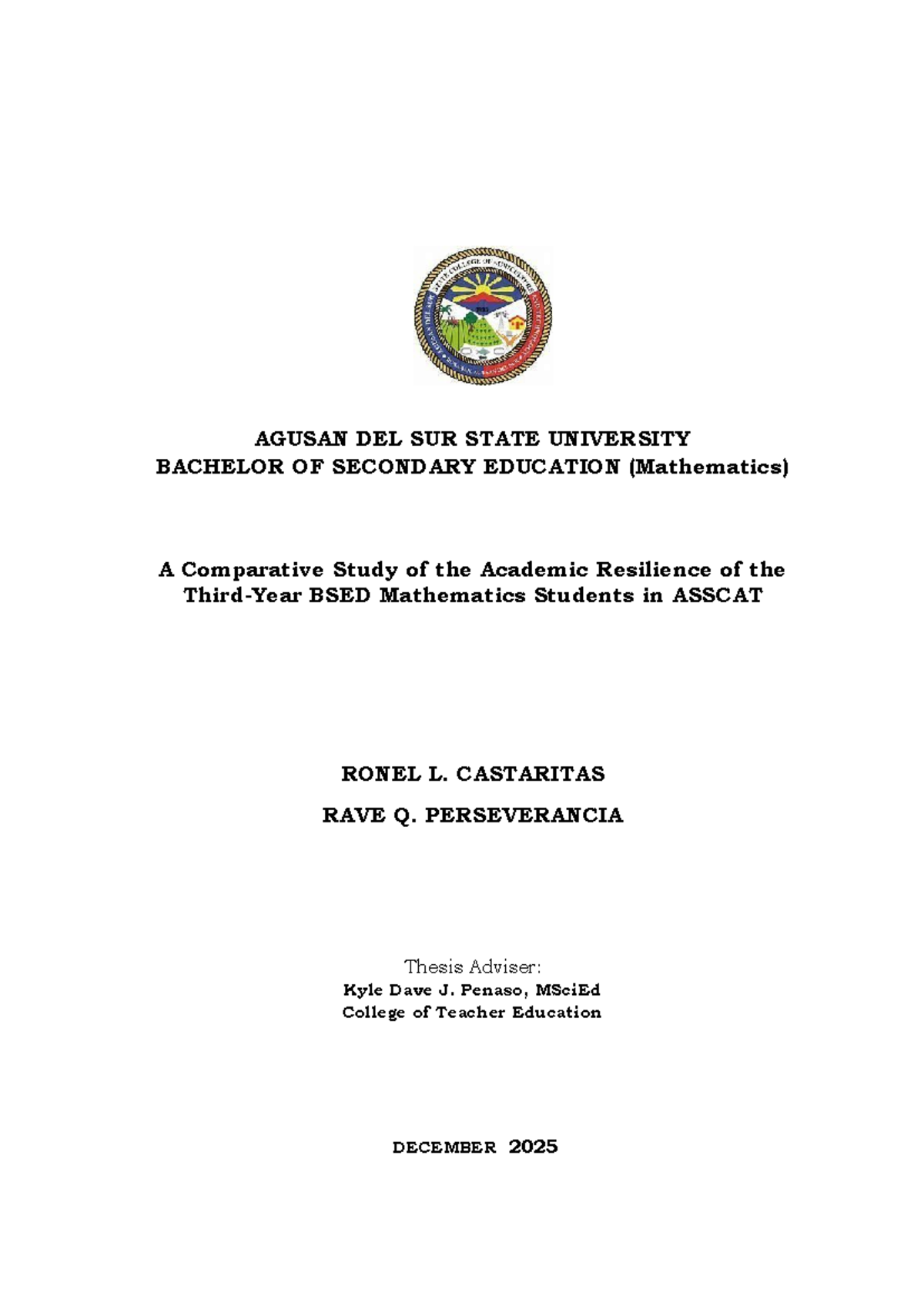 BSED 3rd Year Math Students' Academic Resilience: A Comparative Study ...