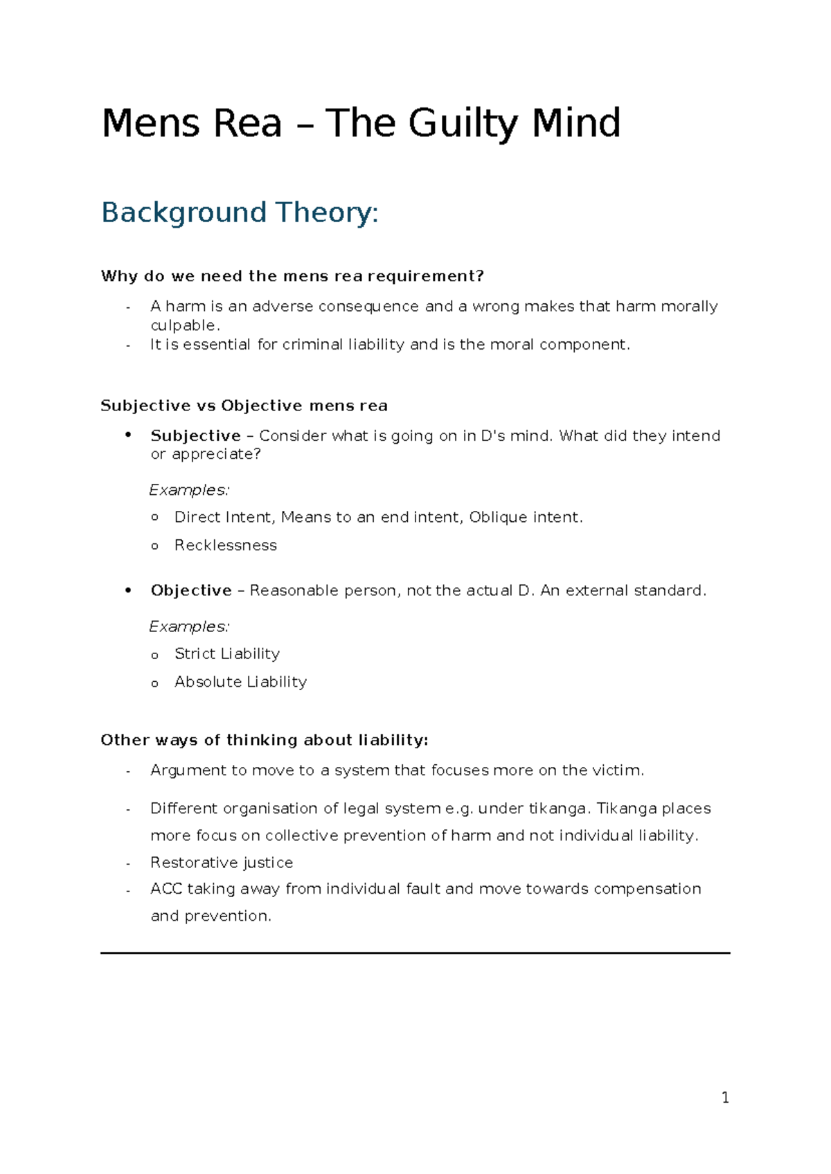 Mens Rea Cheat Sheet: Understanding the Guilty Mind in Criminal Law ...