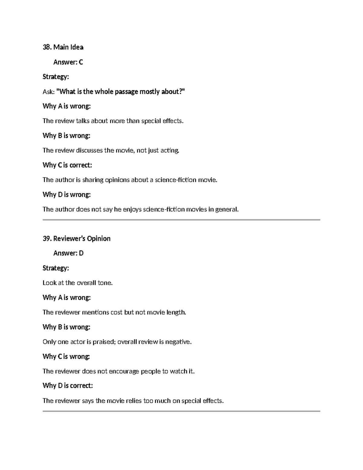 GED RLA 38-50: Main Ideas, Opinions, and Grammar Strategies - Studocu