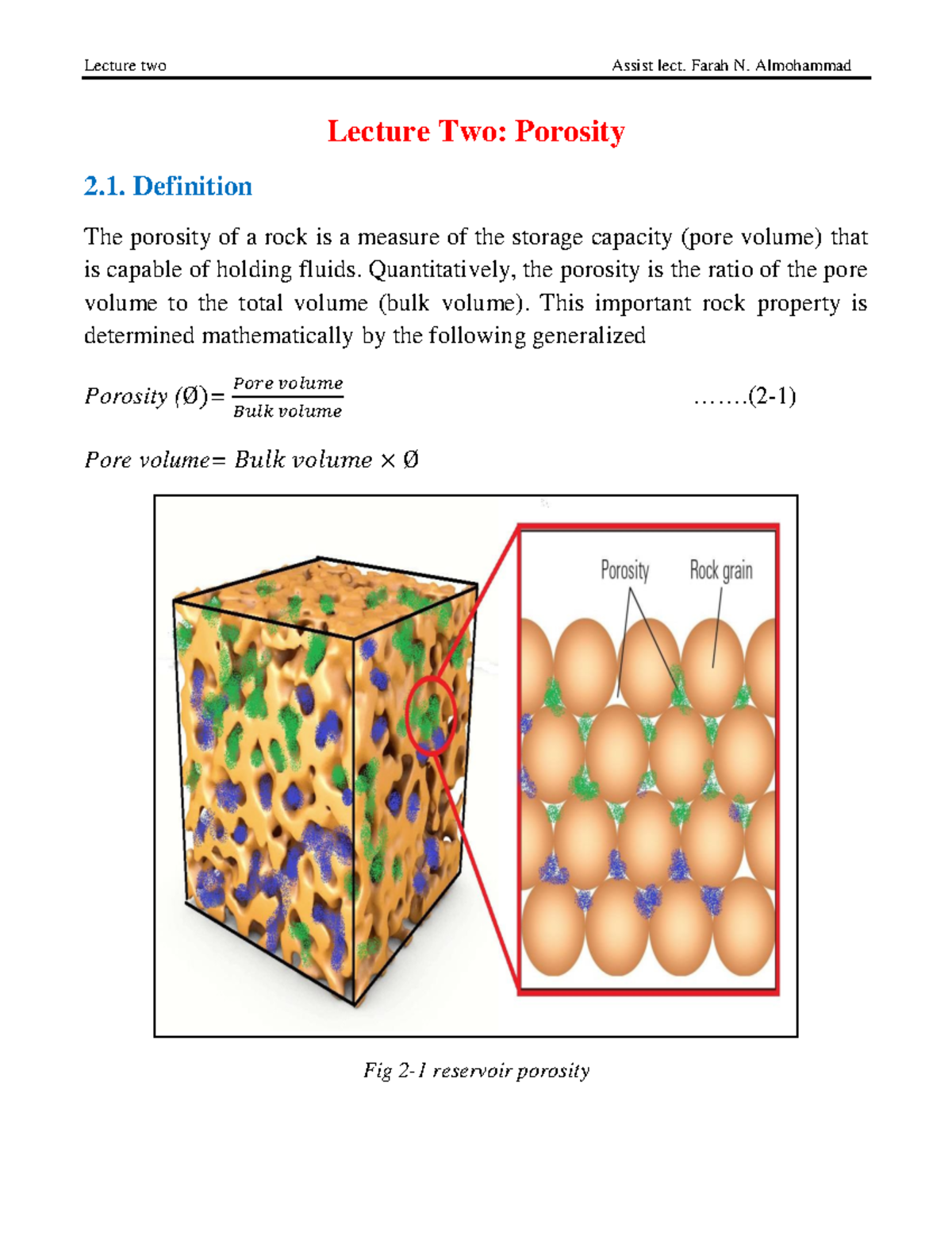 Lecture 2: Understanding Porosity - Concepts & Classifications - Studocu