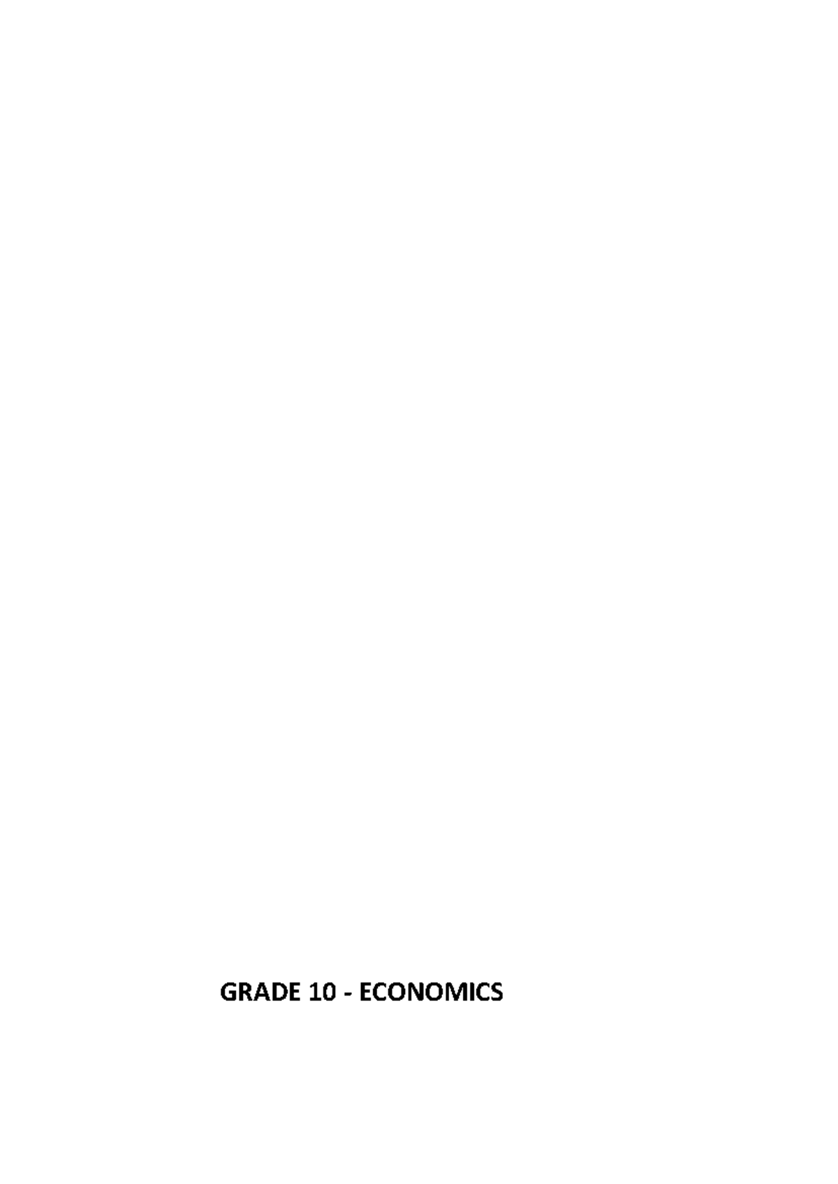 Grade 10 Economics Notes: Key Concepts & Question Breakdown - Studocu