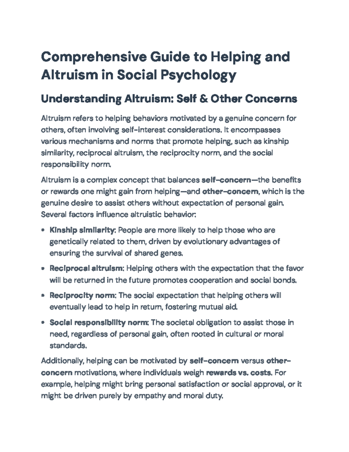 Comprehensive Overview of Altruism: Principles & Influences in PSY 101 ...