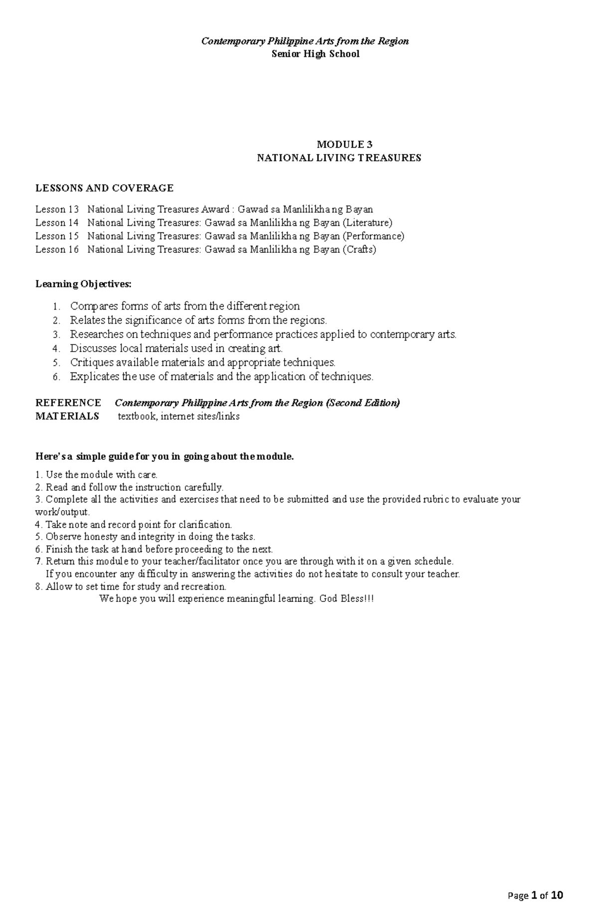 Contemporary Philippine Arts (Module 3): National Living Treasures ...