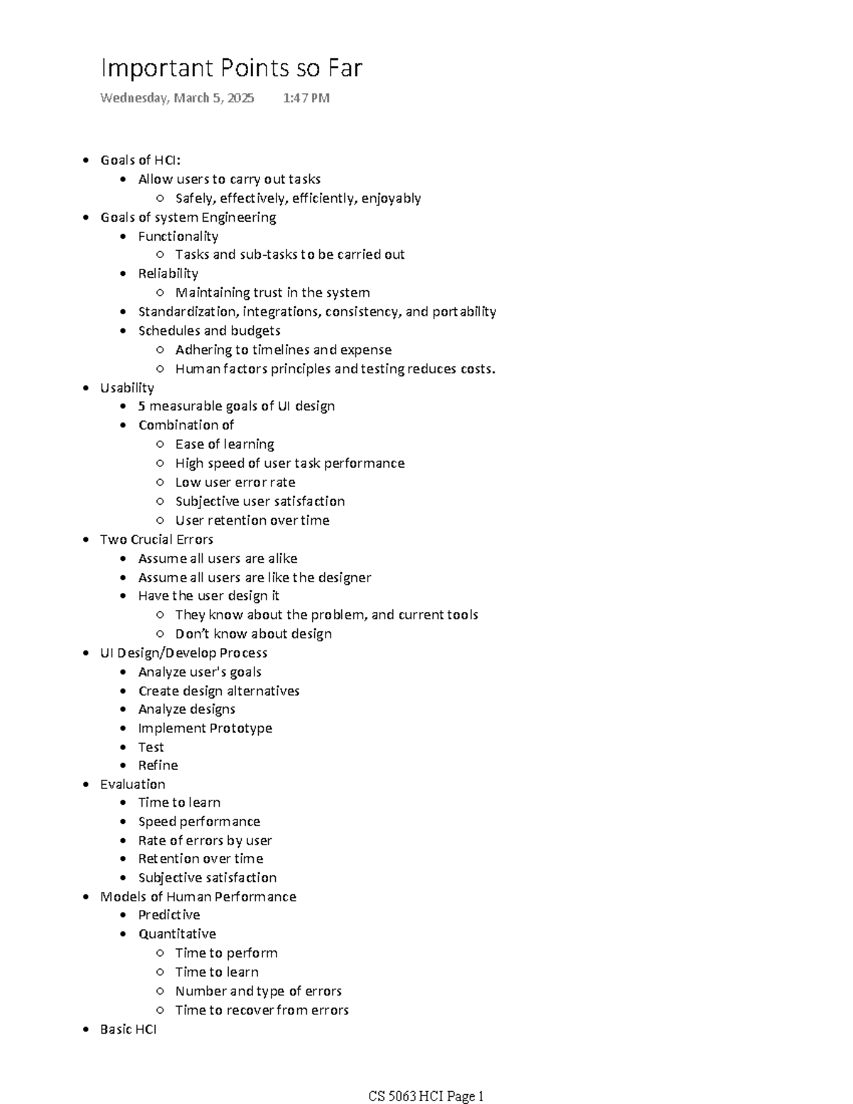 CS 5063 HCI: Comprehensive Insights on Human-Computer Interaction ...