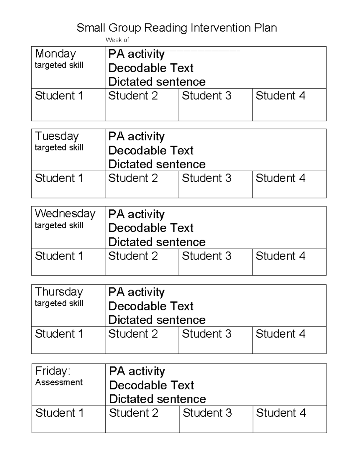 Small group reading intervention plan pdf - Small Group Reading ...