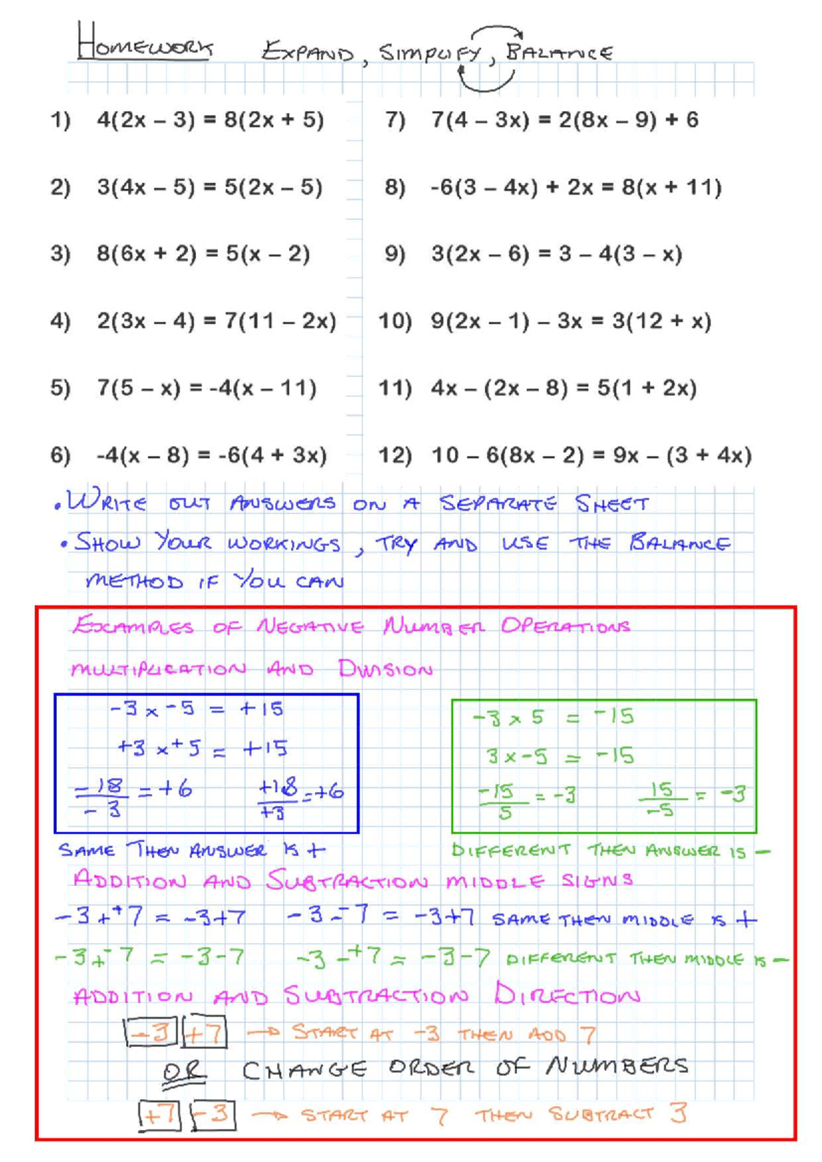 Homework: Expand, Simplify, and Balance (HW) - Studocu