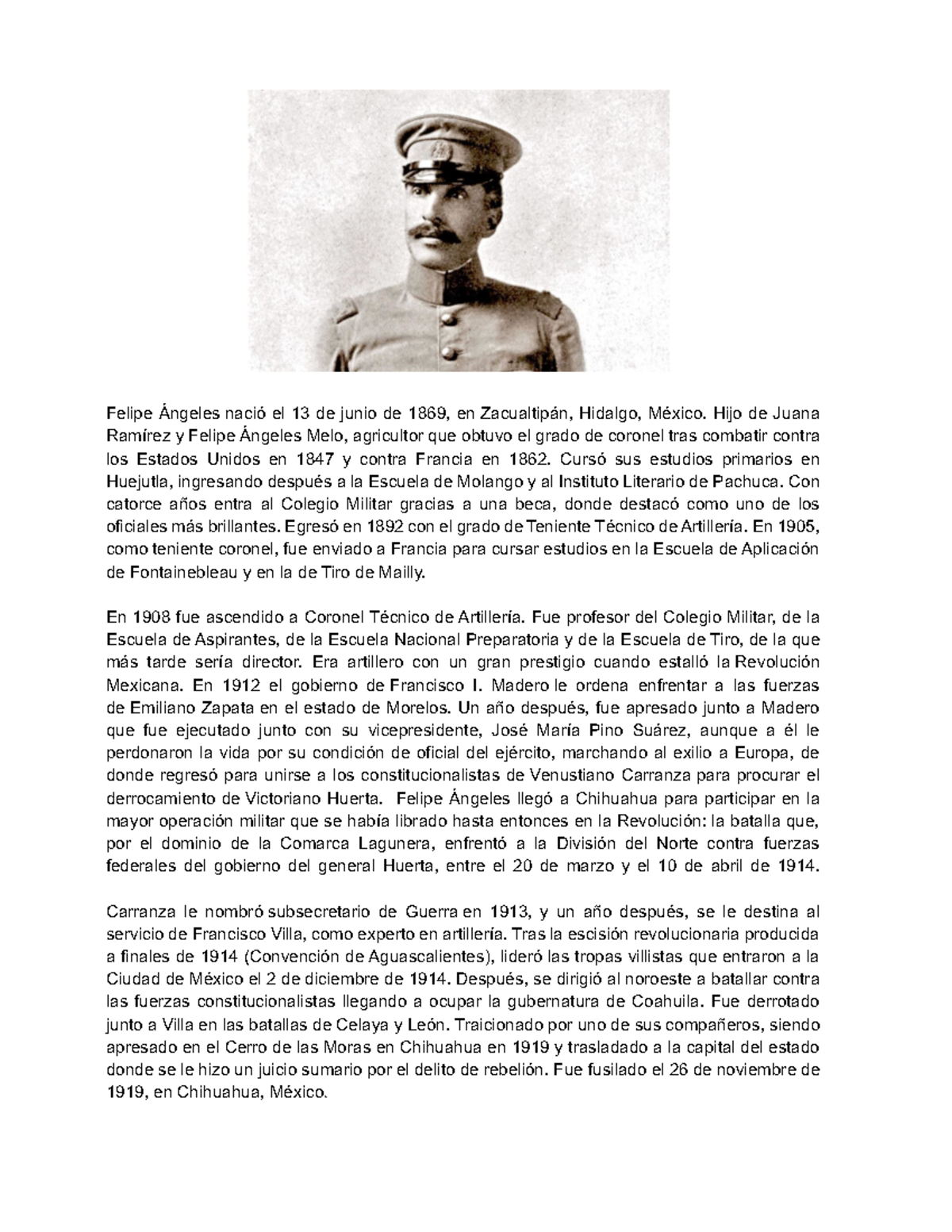 Biografía de Felipe Ángeles: Vida y Logros en la Revolución Mexicana ...