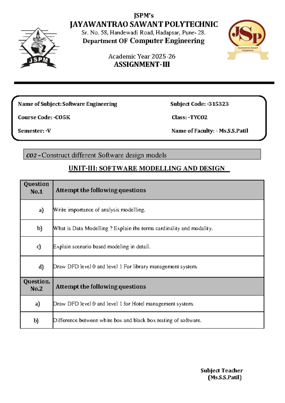 Assignment 3: Software Engineering (STE) - Software Modelling & Design - Studocu
