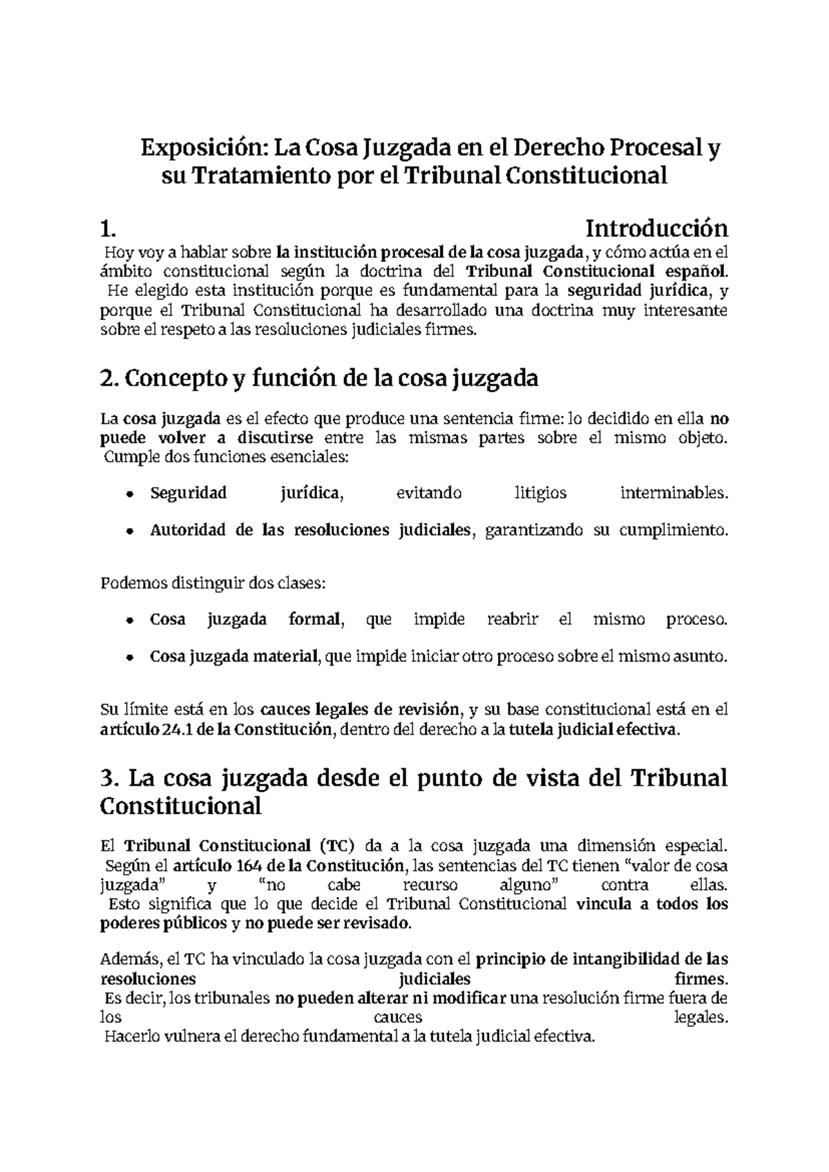 Práctica: La Cosa Juzgada en Derecho Procesal (12 oct) - Studocu