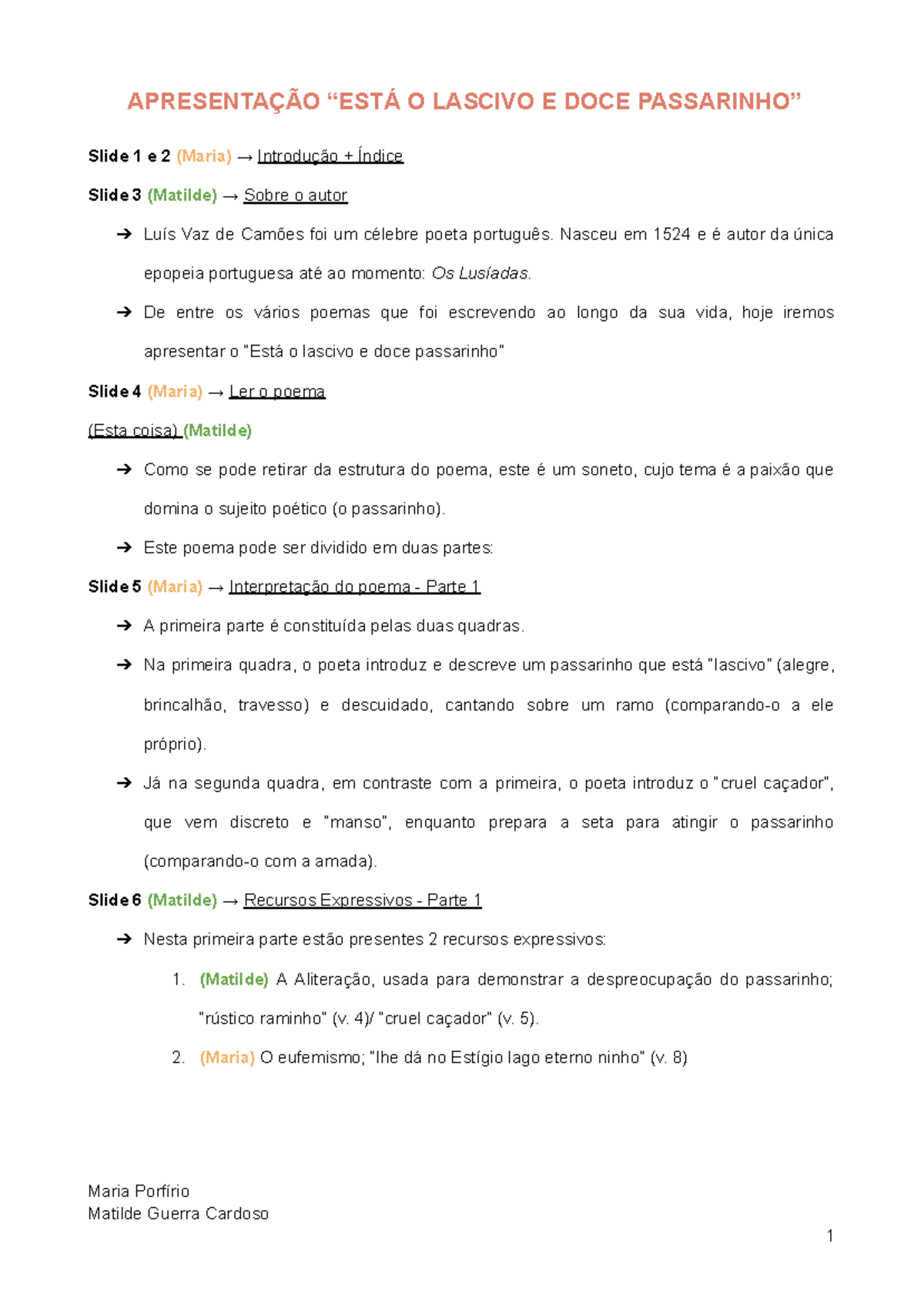 Apresentação Está o Lascivo e doce Passarinho - APRESENTAÇÃO “ESTÁ O ...