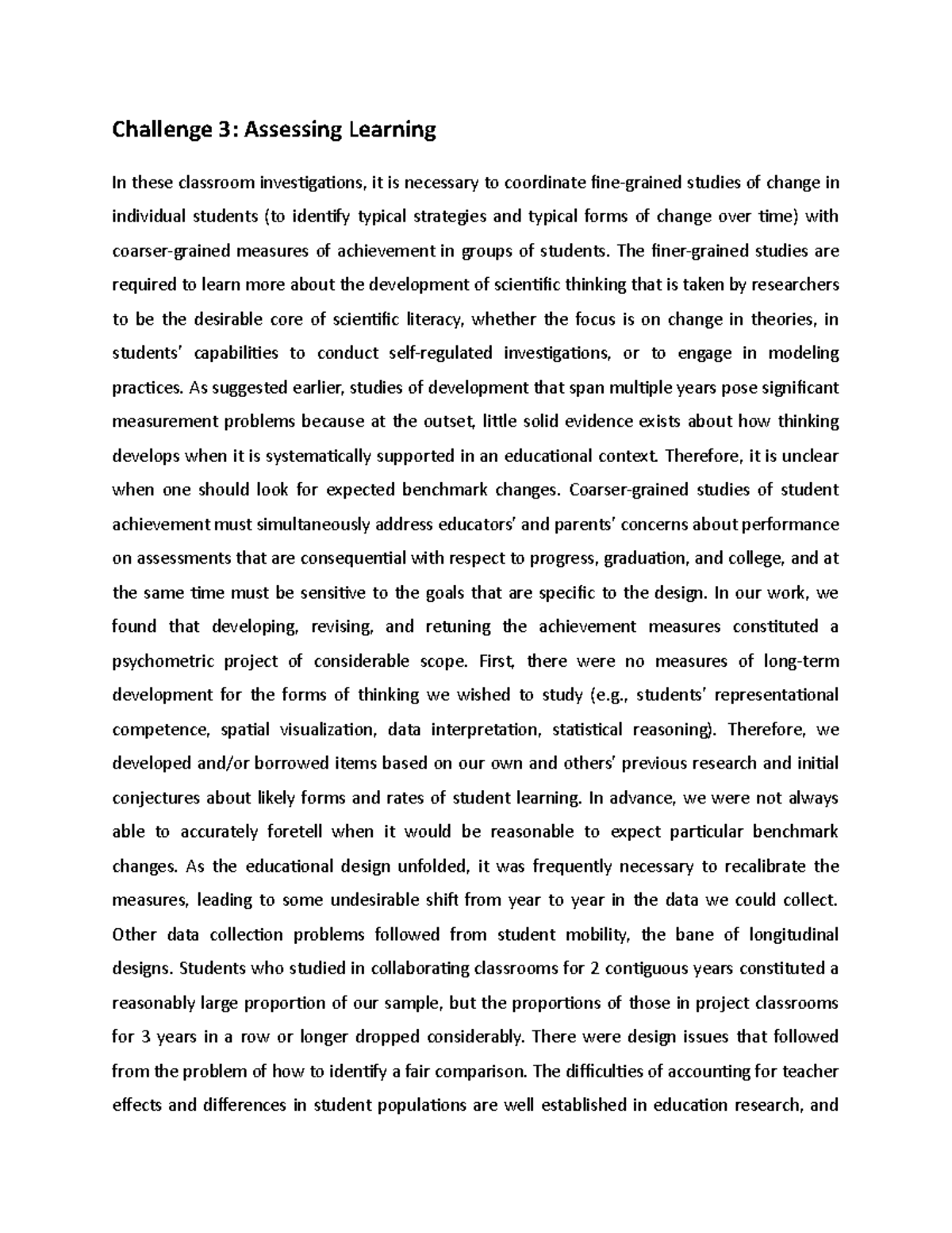 Challenge 3-Assessing Learning - Challenge 3: Assessing Learning In ...
