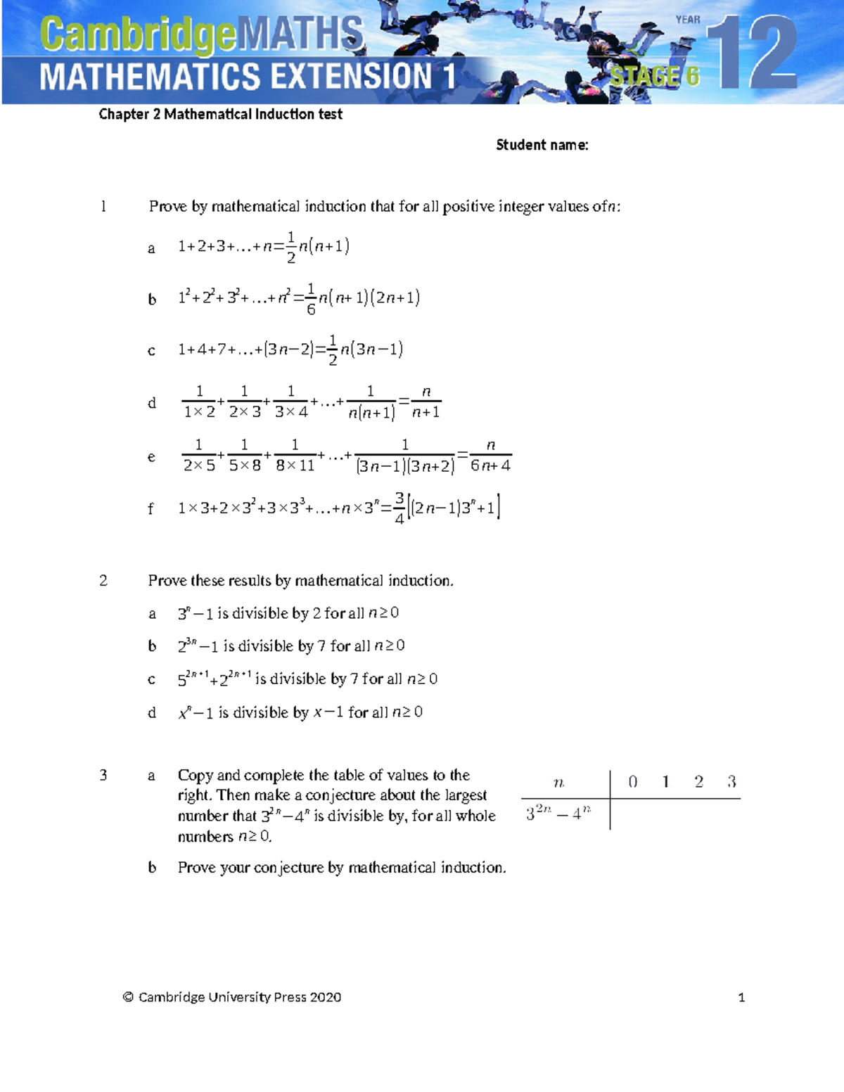 Chapter 2 Cambridge Practice Exam (Mathematical Induction) - Chapter 2 ...
