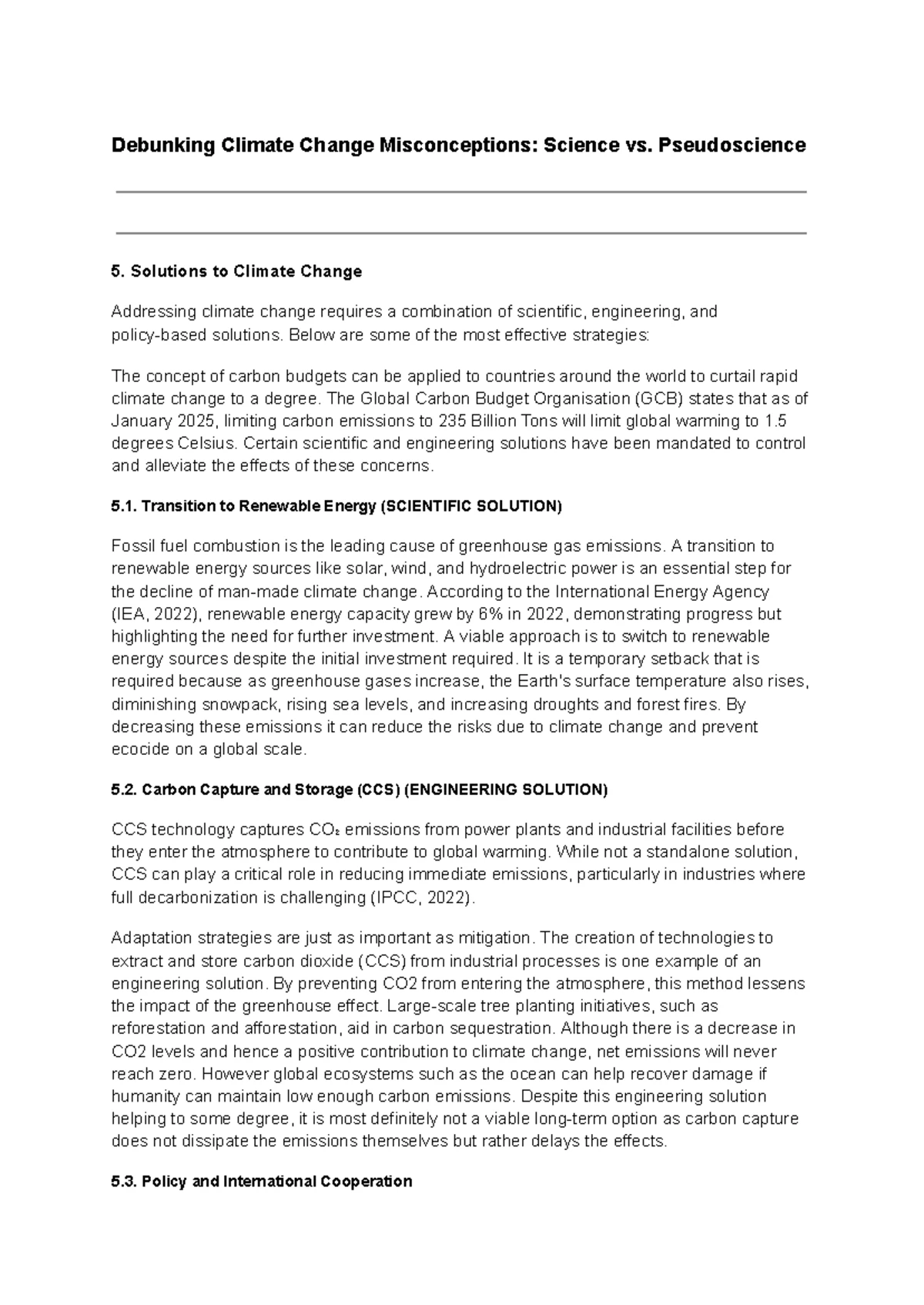 Scientific Evidence for Climate Change: Debunking Myths in PHYS1160 ...