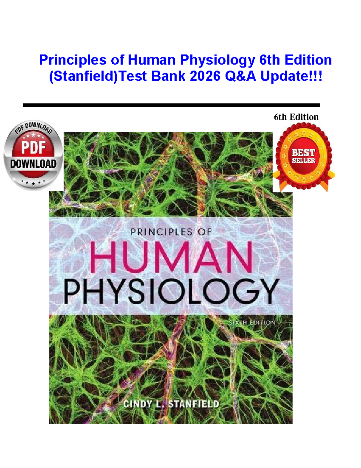 Test Bank for Principles of Human Physiology, 6e (Stanfield) - Chapter ...