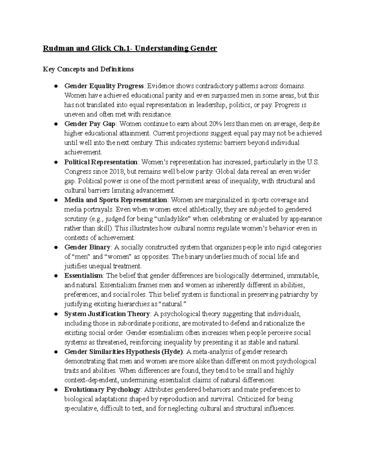 WGSS 384 Week 1 Reading Notes: Gender Dynamics & Theories Overview ...