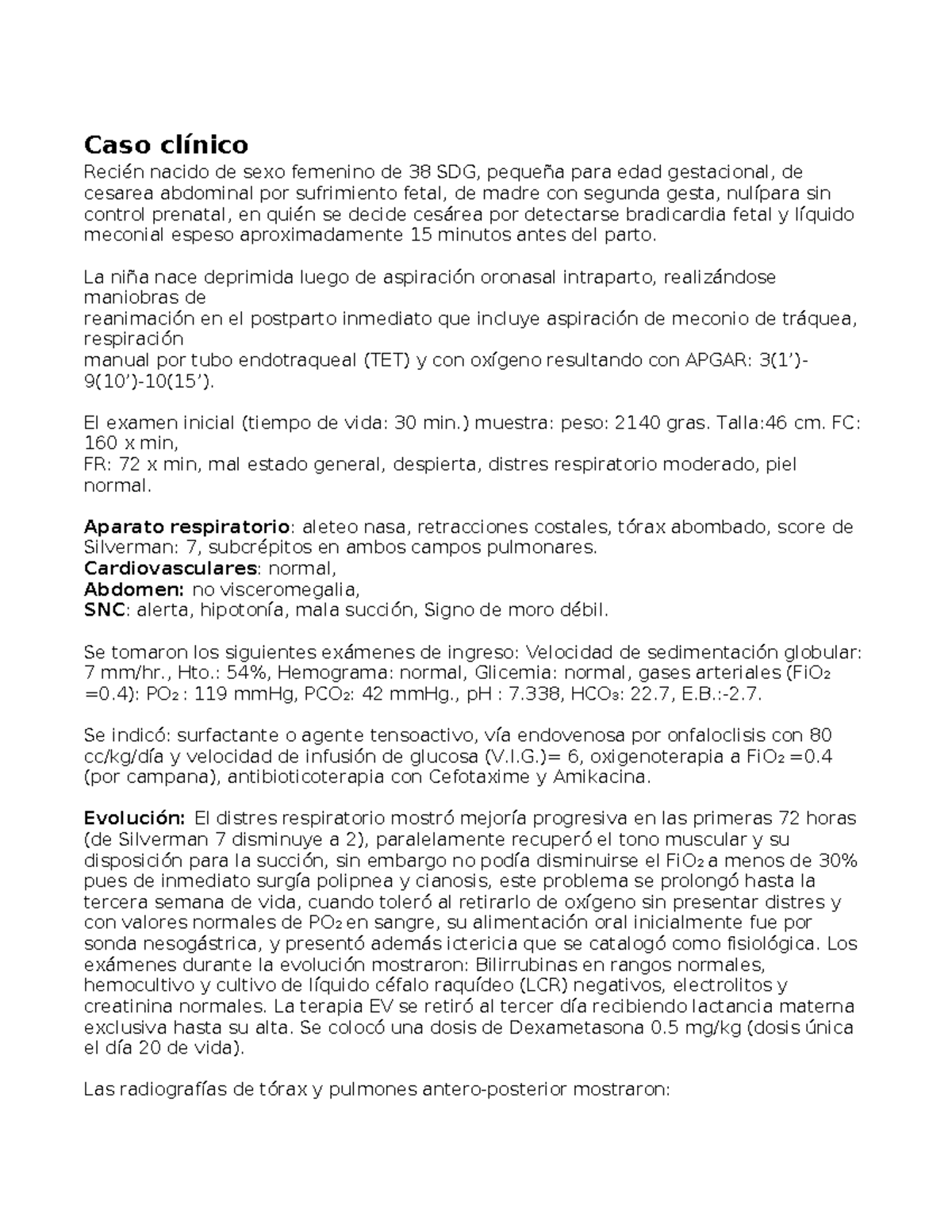 Caso Clínico: Aspiración por Meconio en Recién Nacido - Estudio ...