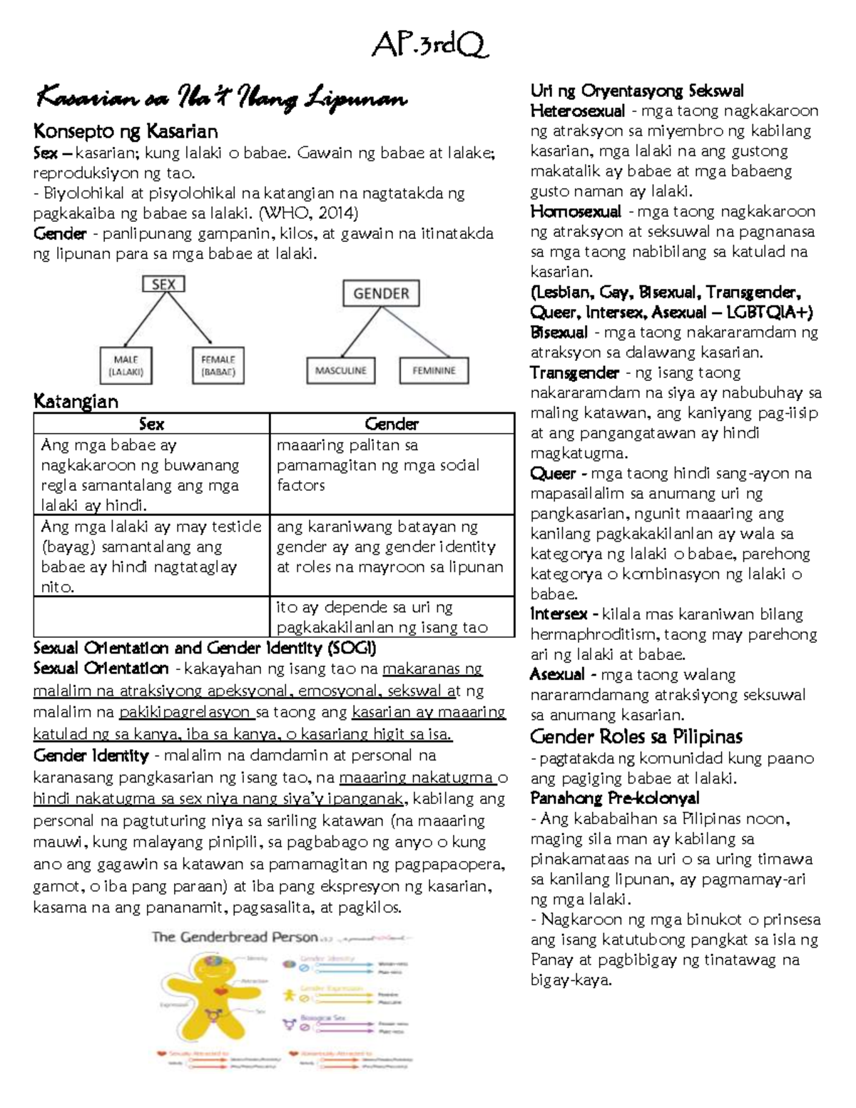 AP - Gender Roles and Identities in Various Societies - Studocu