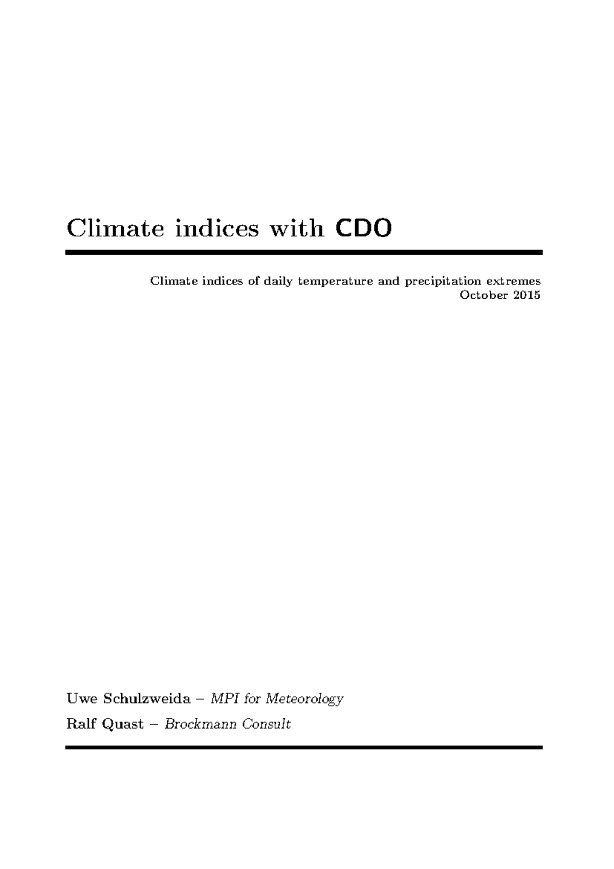 Climate Indices Reference Manual: CDO ECA Operators for Temperature ...