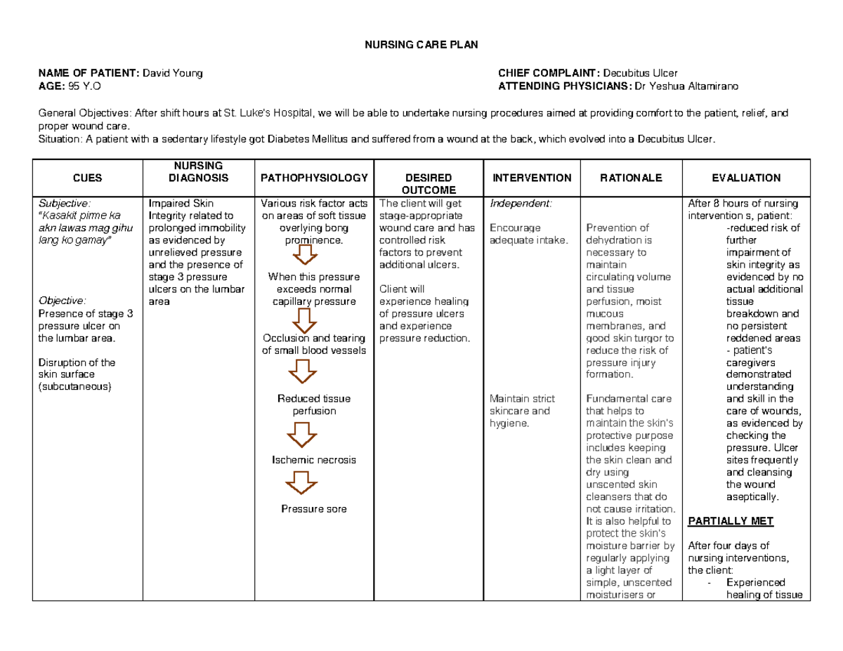 Impaired Skin Integrity Nursing Care Plan For Pressure Ulcer Patients ...
