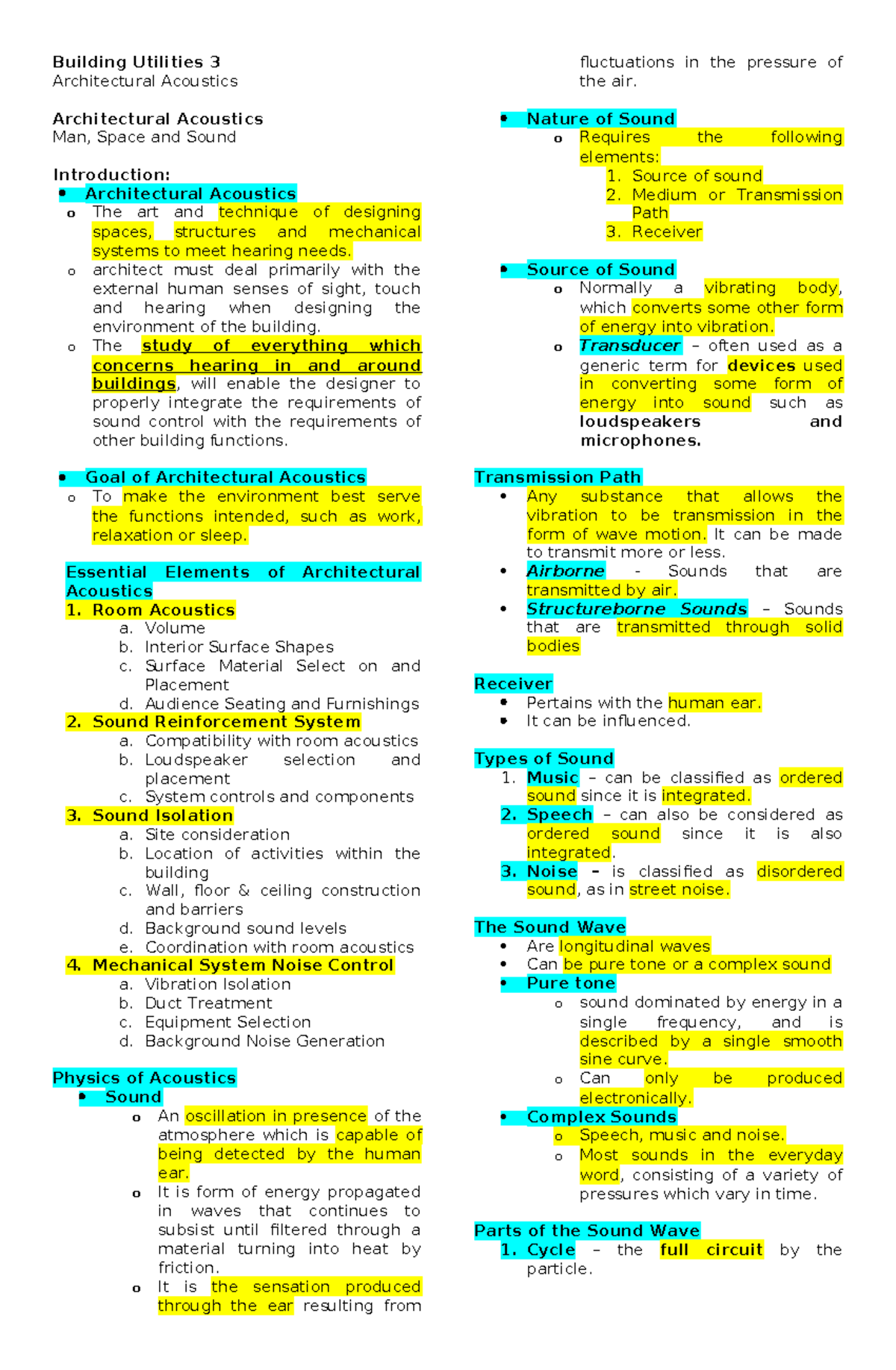 Architectural Acoustics - Building Utilities 3 Overview and Insights ...