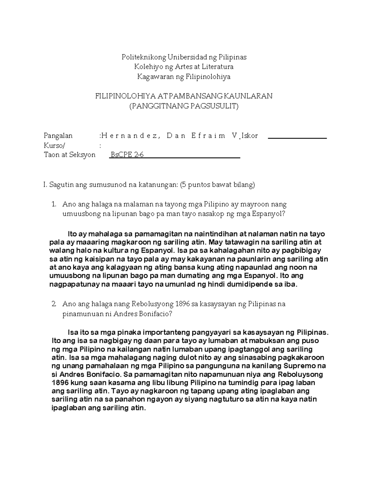 Panggitnang pagsusulit - Politeknikong Unibersidad ng Pilipinas ...