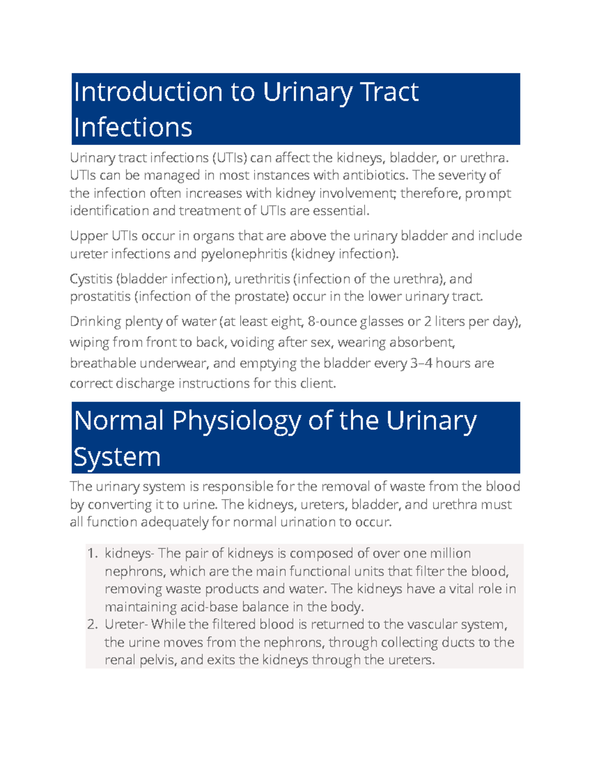 Edapt: Urinary Tract Infections Overview and Management - Studocu