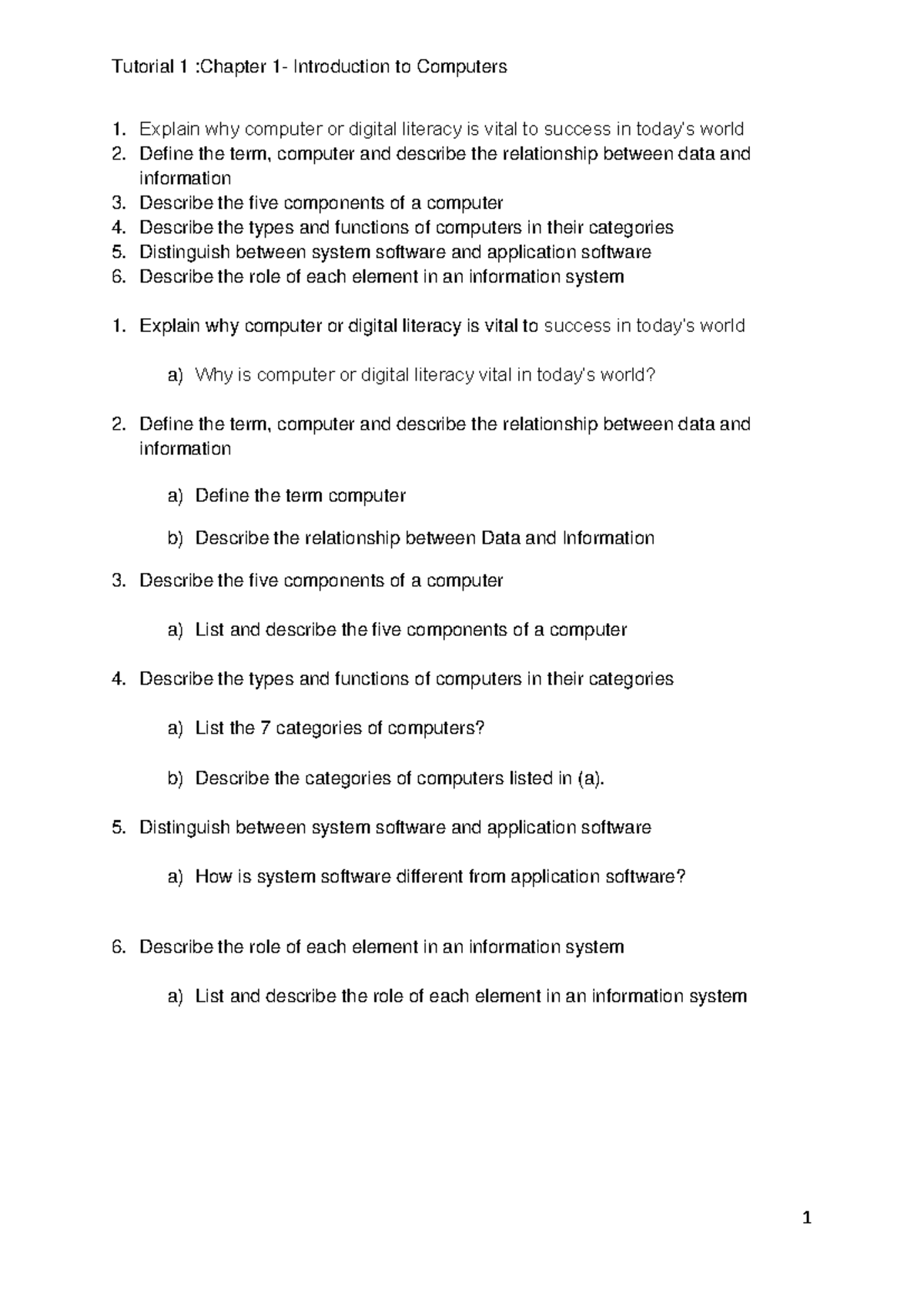 ICT Tutorial 1 Question(26) - 1. Explain why computer or digital ...