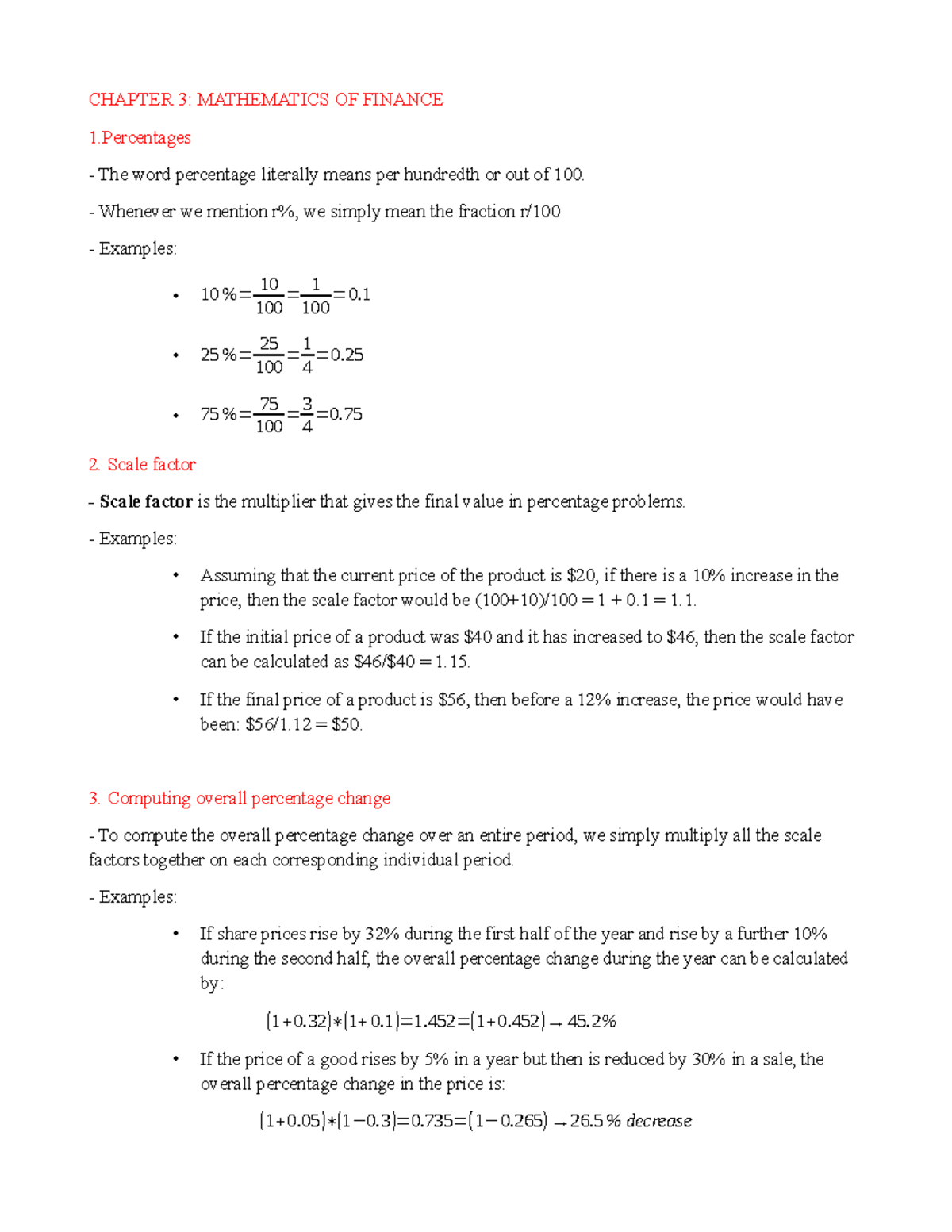 Mathematics of Finance - Chapter 3 Notes (MATH 101) - Studocu