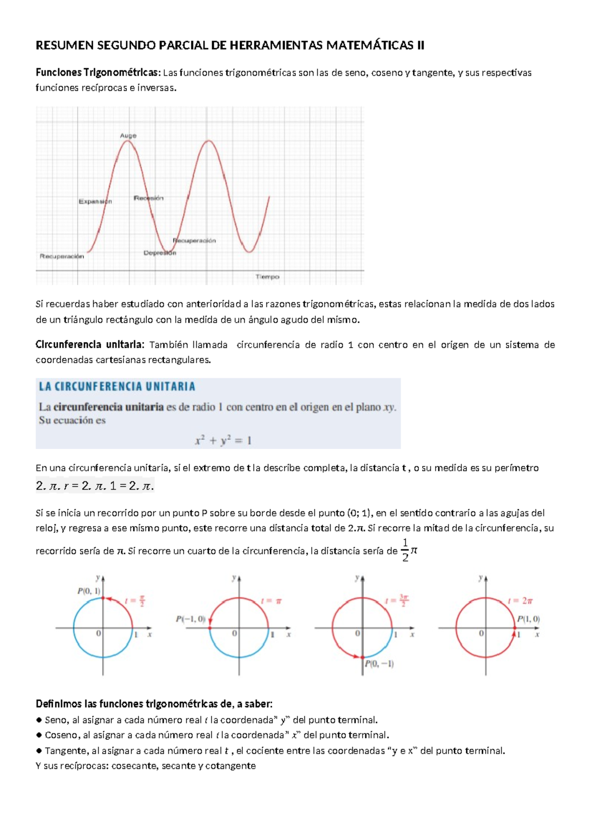 Resumen Segundo Parcial de Herramientas Matemáticas II: Funciones - Studocu