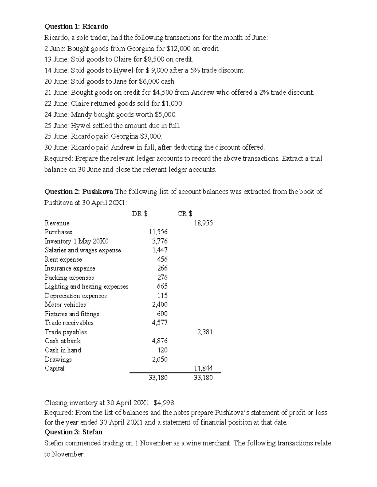 Exercises for Accounting - Chap 6 Analysis and Ledger Preparation - Studocu