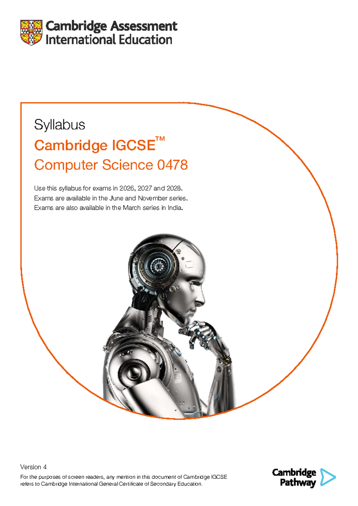 Cambridge IGCSE Computer Science 0478 Syllabus Overview for 2026-2028 - Studocu