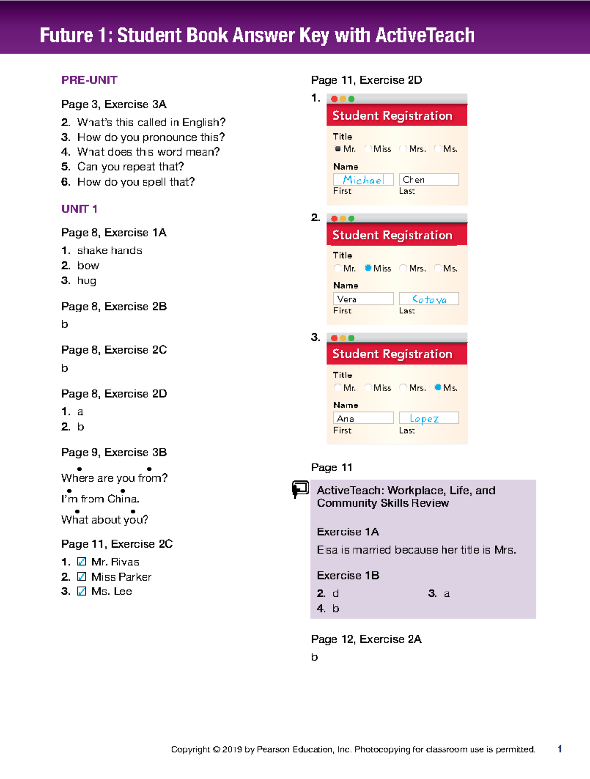 Solucionario Future 1: Student Book Answer Key with ActiveTeach - Studocu