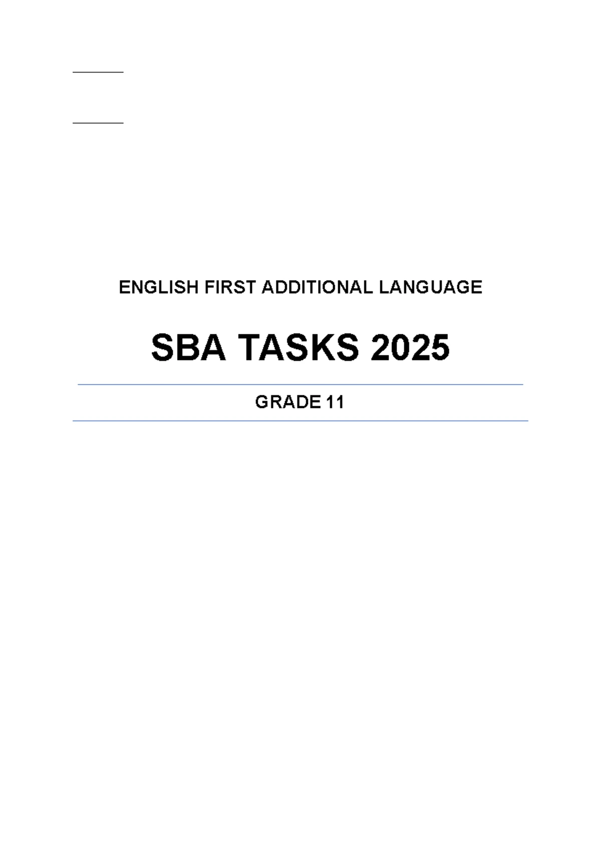 Grade 11 EFAL SBA Tasks 2025: Listening Comprehension & Writing ...