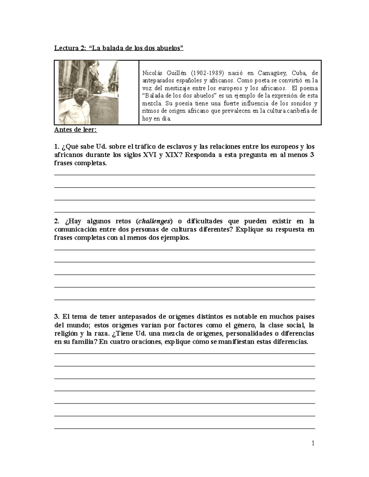 Lectura 2 - Notas de clase sobre "La balada de los dos abuelos" - Studocu