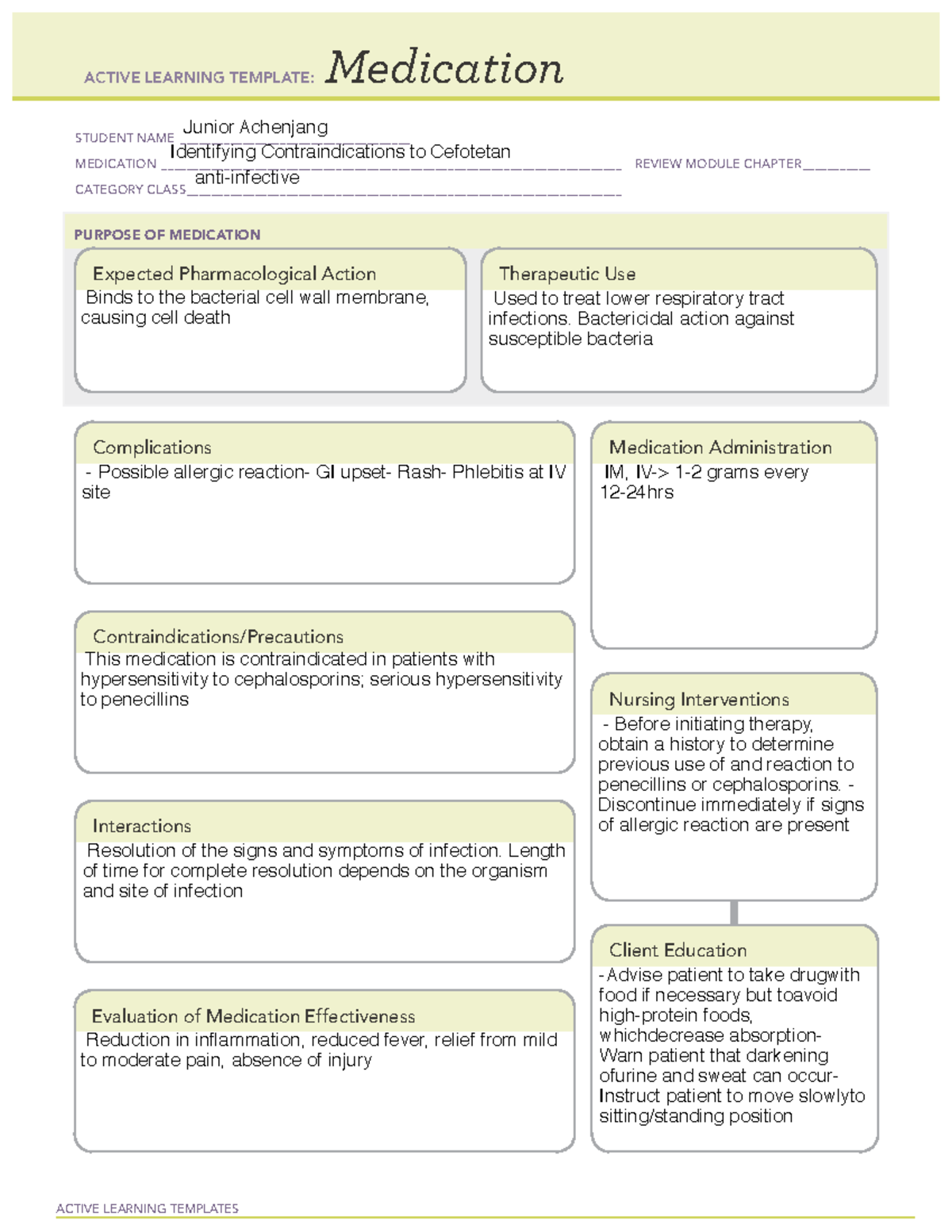 Cefotetan Contraindications and Nursing Considerations: Active Learning ...