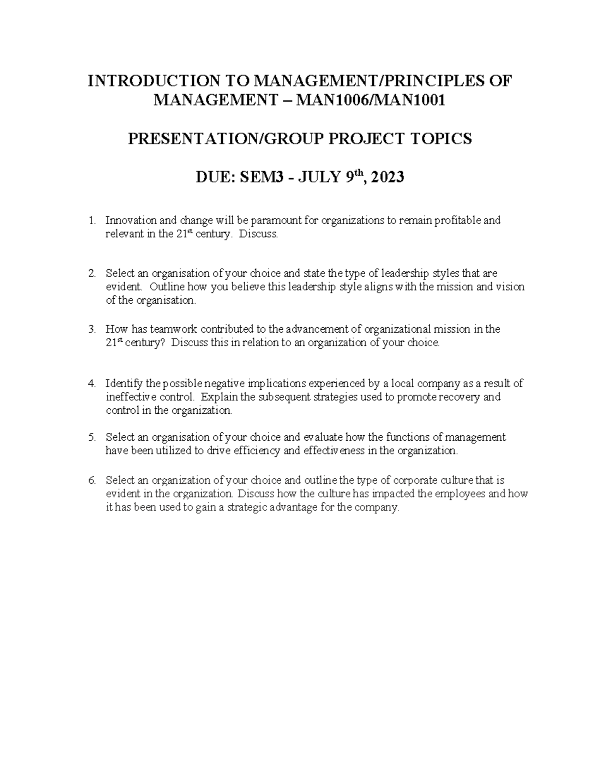 Group Assigment Sem3s Assignment Outline Introduction To Managementprinciples Of Management