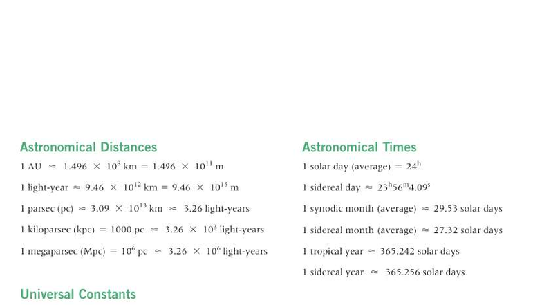 Astronomical Distances and Constants - Formula 1 Notes - Studocu