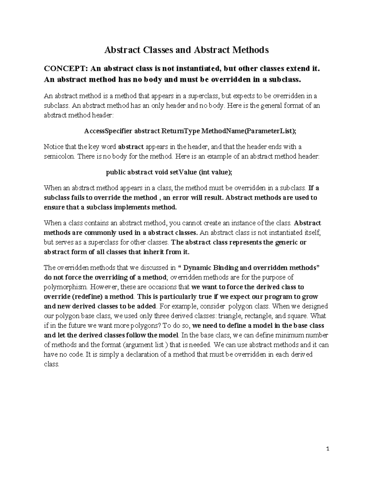 Abstract Classes and Methods in OOP: Concepts and Examples - Studocu