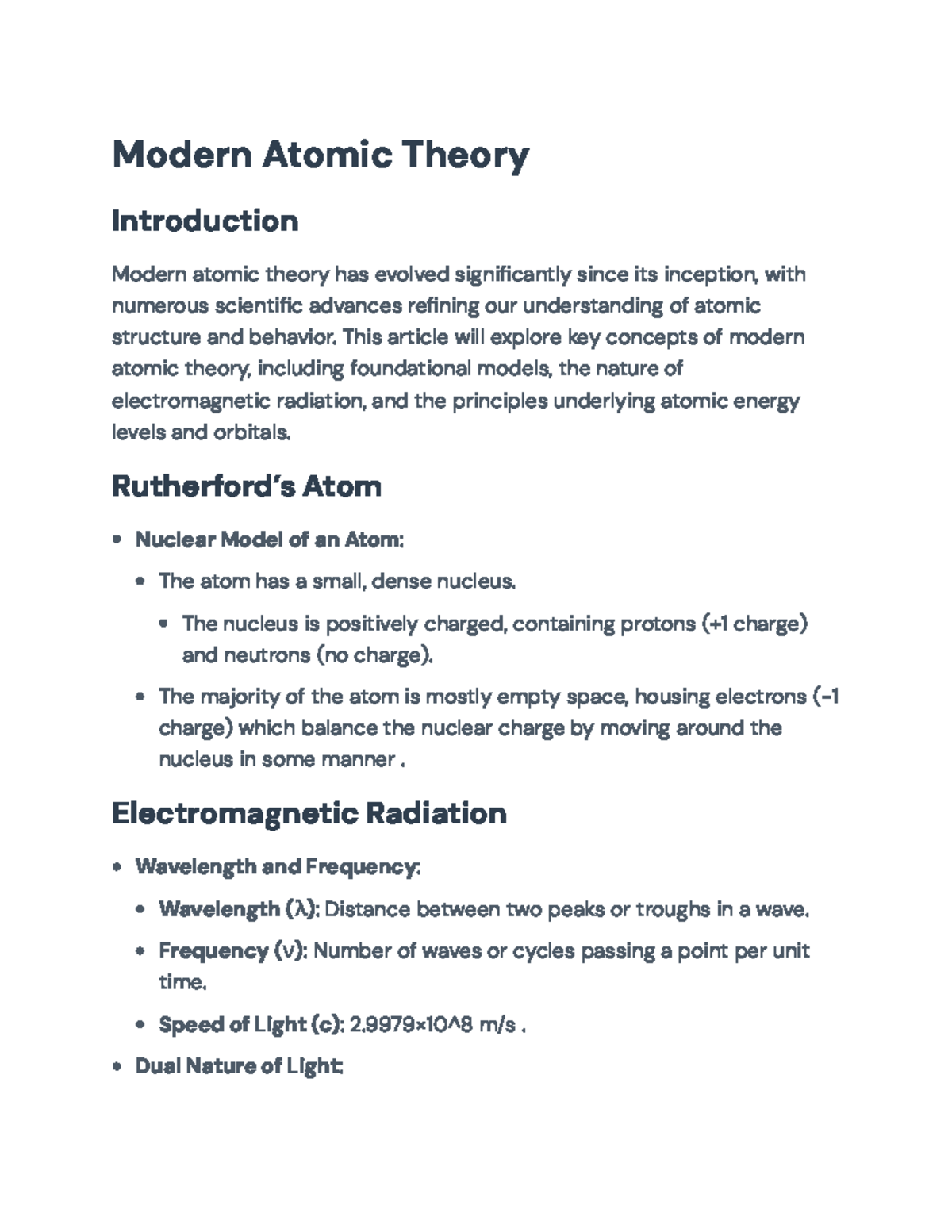 Modern Atomic Theory: Key Concepts & Structural Insights (CHEM 101 ...