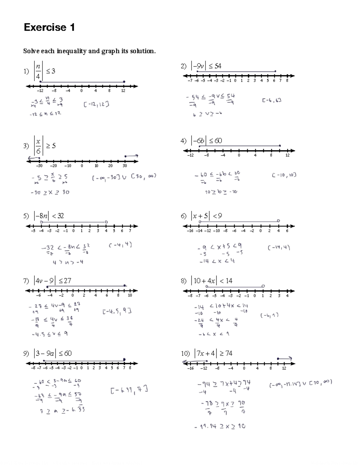 Kuta Software MATH101 Final Exam Absolute Value Inequalities Worksheet ...