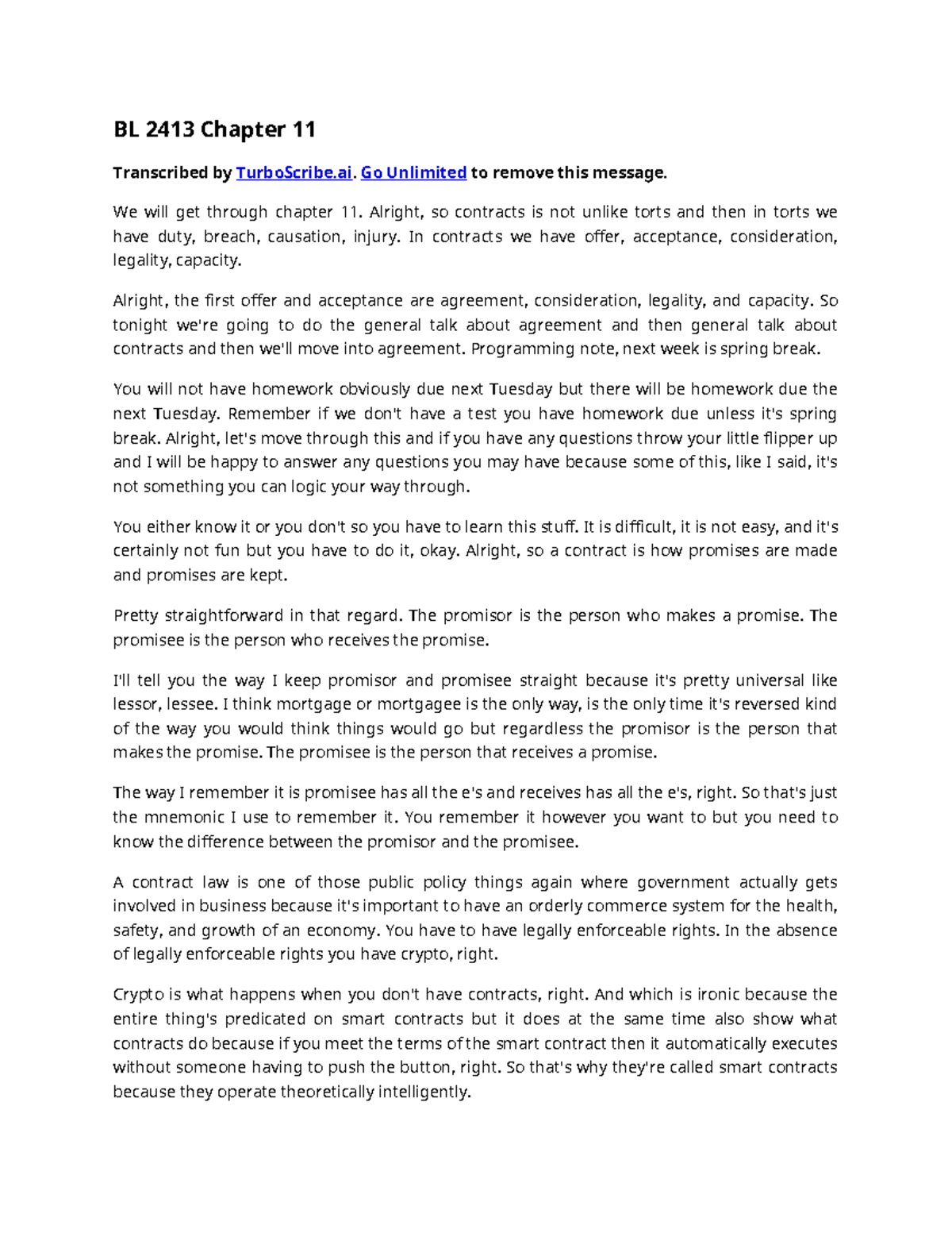 BL 2413 Chapter 11: Understanding Contracts, Elements, and Interpretations - BL 2413 Chapter 11 ...